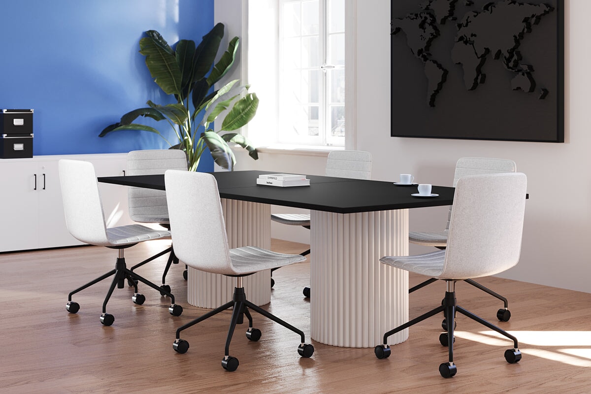 Baobab Circular Base Boardroom Rectangle Table [2400L x 1200W] - white ...