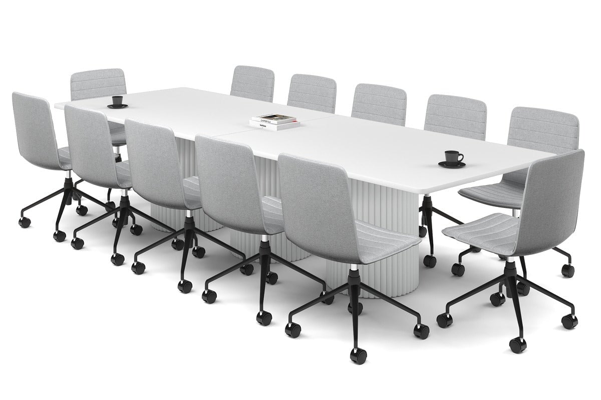 Baobab Circular Base Boardroom Rectangle Table - Rounded Corners [3200 - white leg,white ...