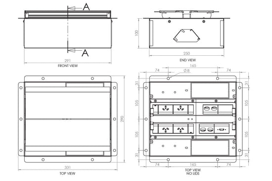 CMS Executive Box - In Desk Power - 4 Power/4 Data/2 AV | JasonL