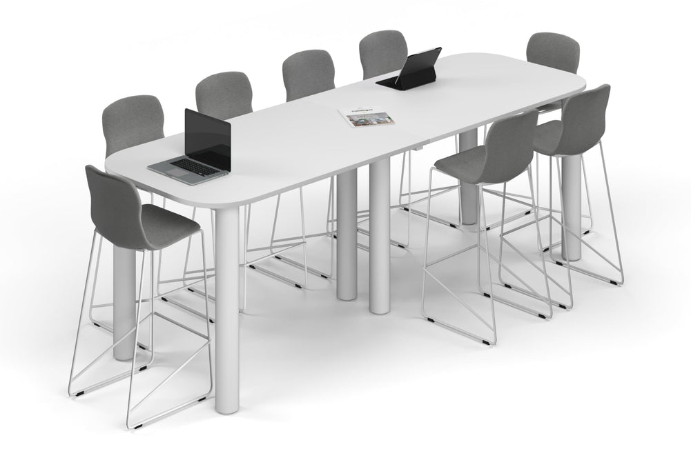 Quadro Cylinder Legs Counter Table - Large Rounded Corners [3000L x ...
