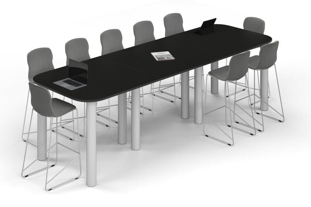 Quadro Cylinder Legs Counter Table - Large Rounded Corners [3600L x ...