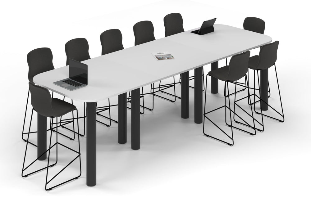 Quadro Cylinder Legs Counter Table - Large Rounded Corners [3600L x ...