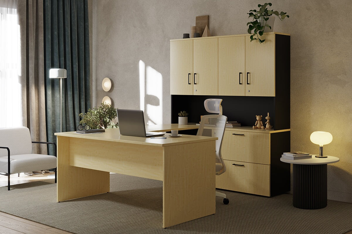 Uniform Panel L-Shaped Executive Setting - Black Carcass [1400L x 1600W ...