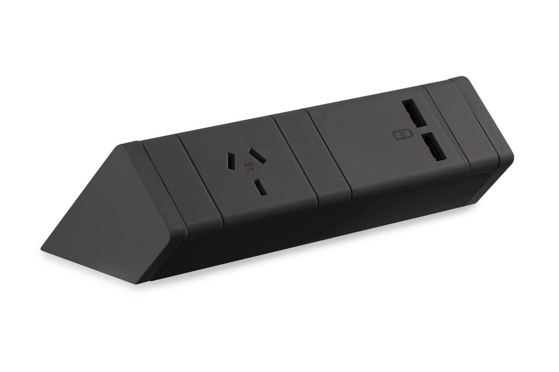 CMS Athena Rail 2 Black - Above Desk Power [1 Power] | JasonL