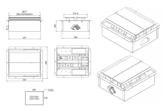 CMS Executive Box - In Desk Power - 2 Power - Premium Design ...