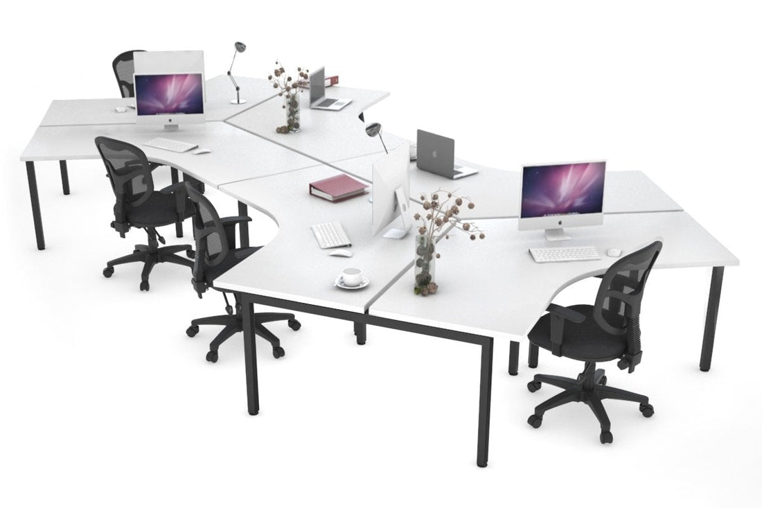 Quadro Square Legs 6 Person 120 Degree Office Workstation - black leg ...