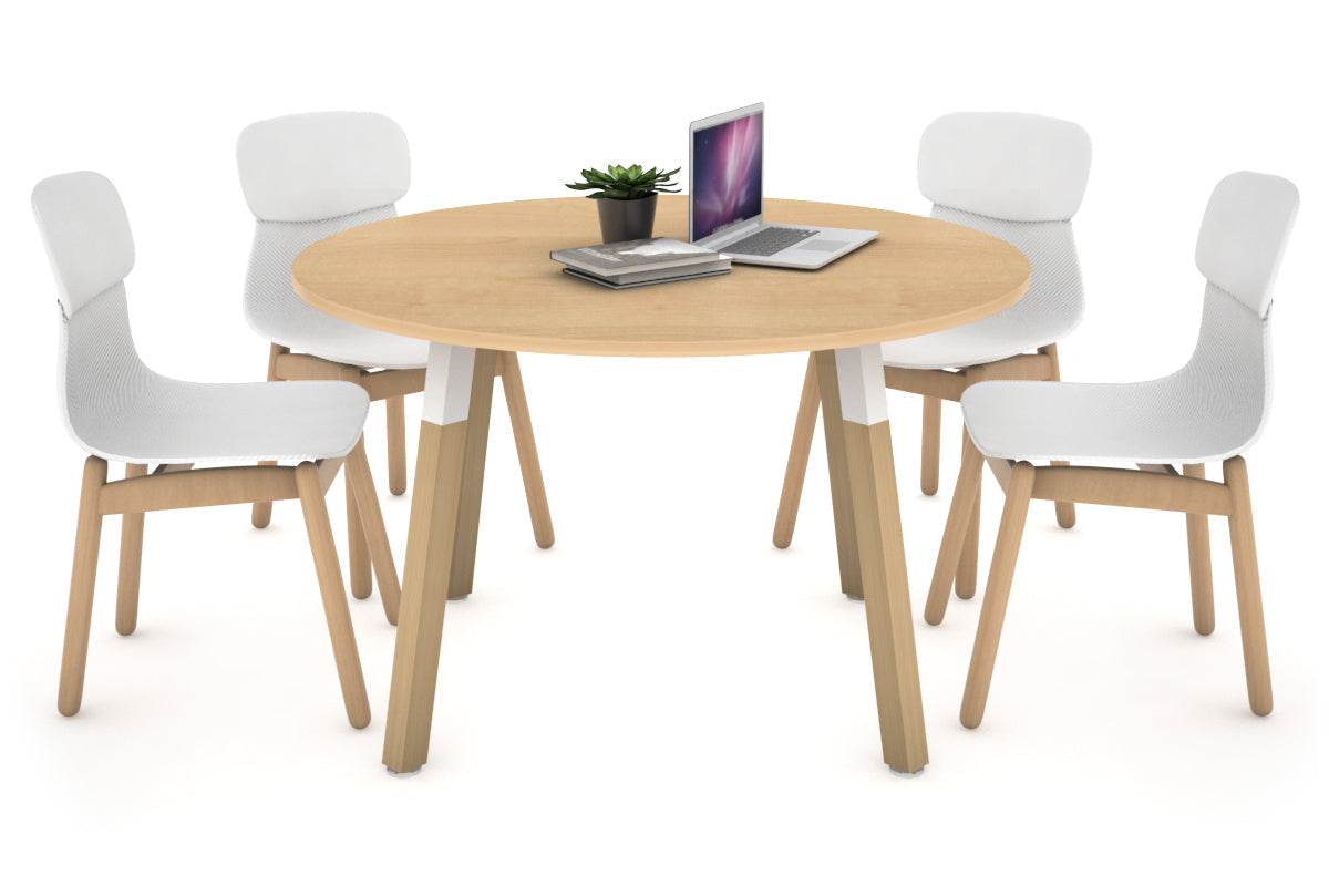 Quadro Wood Single Leg Round Table [1000 mm] - white bracket,white ...