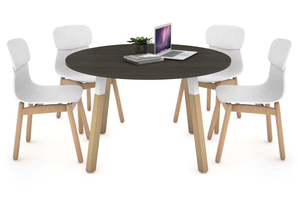 Quadro Wood Single Leg Round Table [1000 mm] - white bracket,white ...