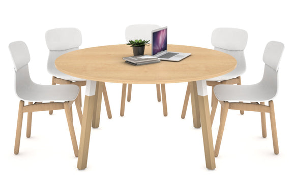 Quadro Wood Single Leg Round Table [1200 mm] - white bracket,white ...
