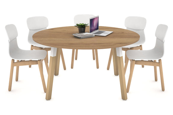 Quadro Wood Single Leg Round Table [1200 mm] - white bracket,white ...