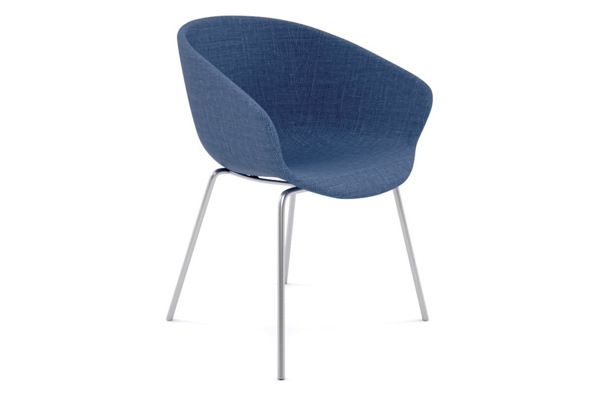 Teddy Fabric Tub Chair - 4 Leg Base - Grey Upholstered, Chrome ...