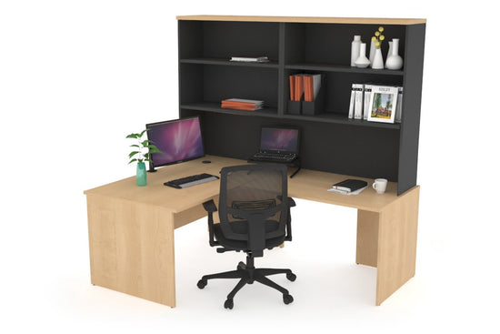 Uniform Panel Return Desk with Open Hutch [1200L x 1600W] - White ...
