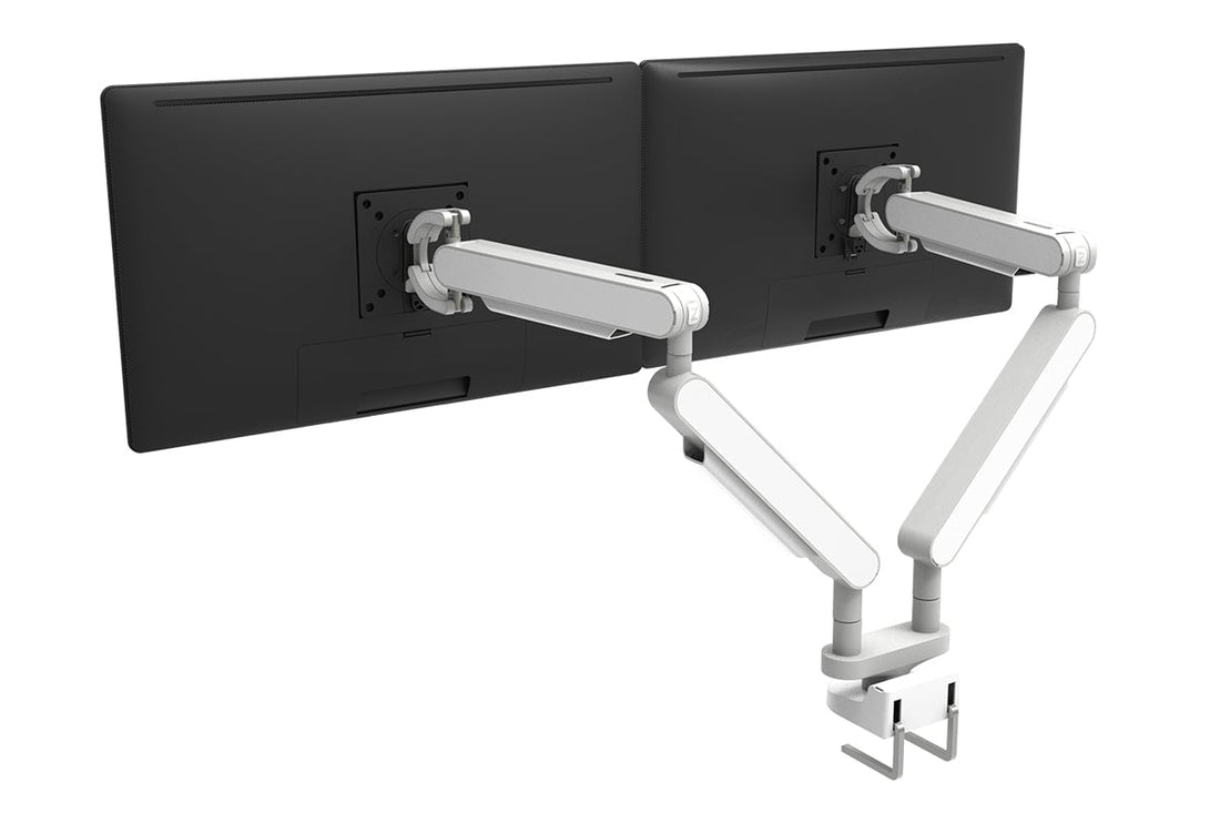 Zgo Dynamic Dual Monitor Arms - White - Premium Design, Affordable Price